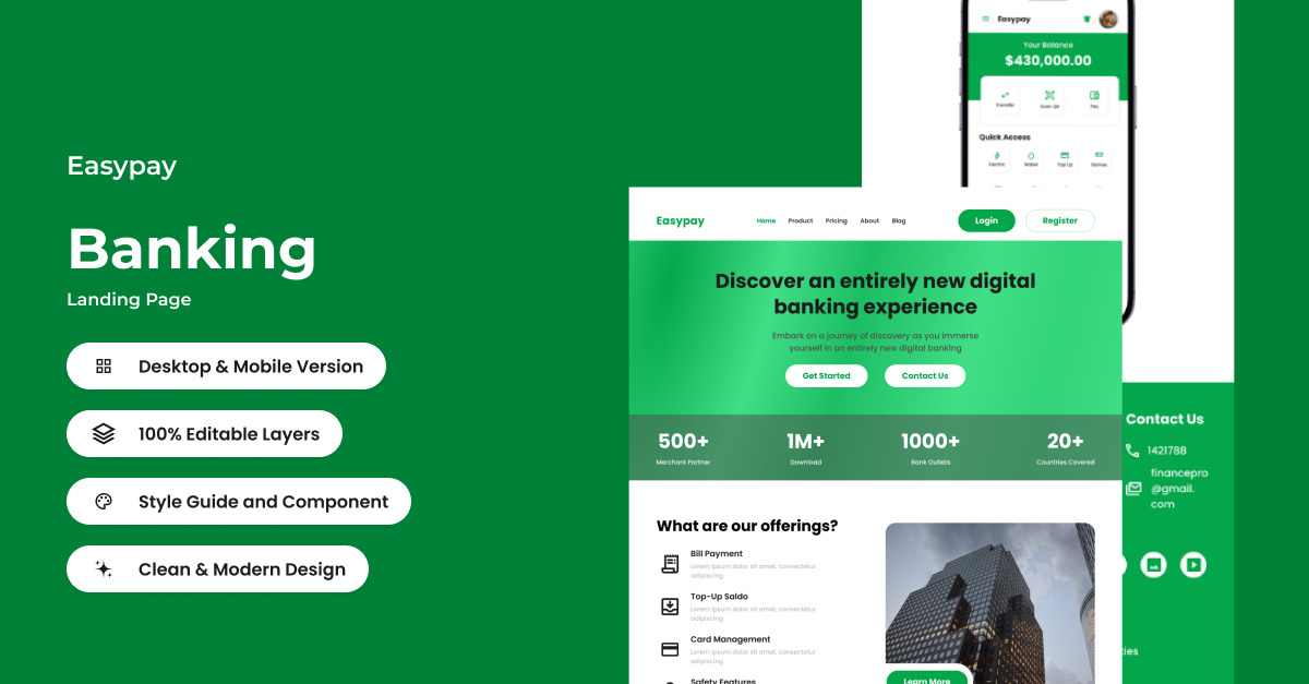 Easypay - Banking Landing Page V1 #403273 - TemplateMonster