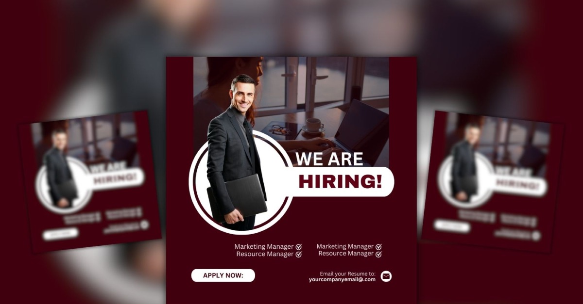Hiring Employees Canva Design Template Post - TemplateMonster