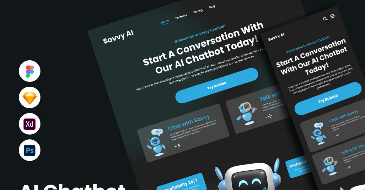 Savvy AI - AI Chatbot Landing Page V1 - TemplateMonster