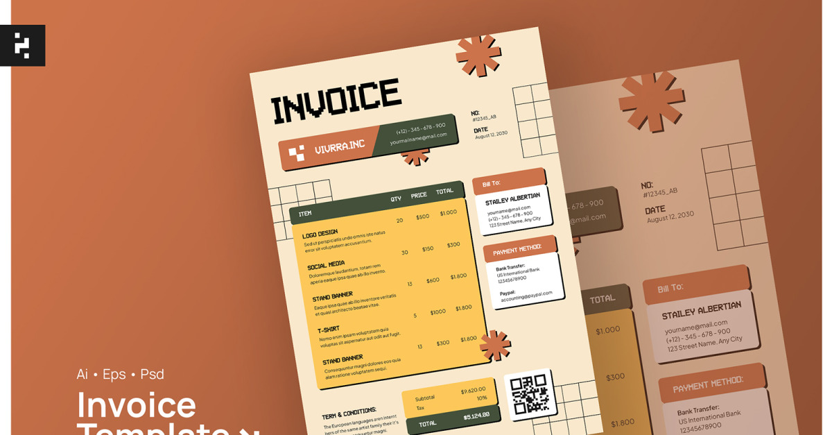 Creative Retro Invoice Template #403383 - TemplateMonster