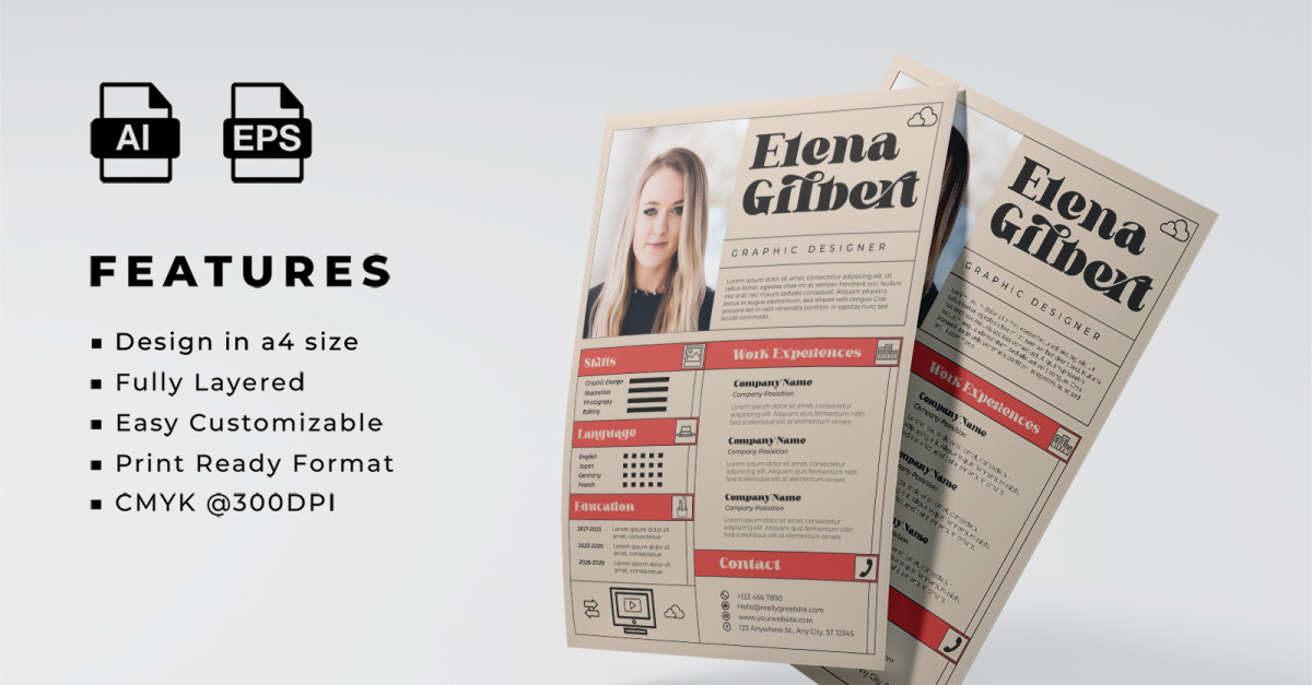 Özgeçmiş ve CV Şablon Tasarımı 04 #403327 - TemplateMonster