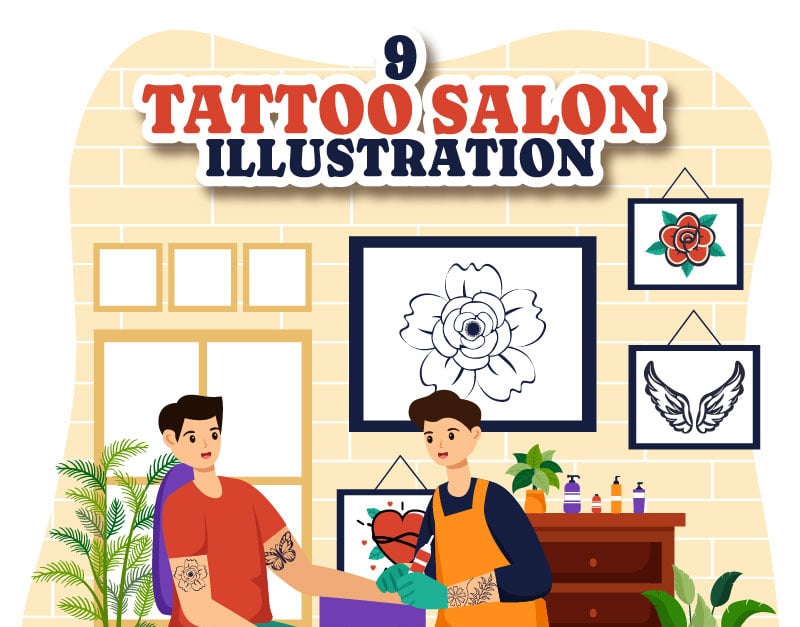 9 Tattoo Salon Illustration #403656 - TemplateMonster