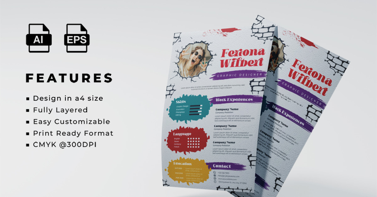 Özgeçmiş ve CV Şablon Tasarımı 012 #403701 - TemplateMonster