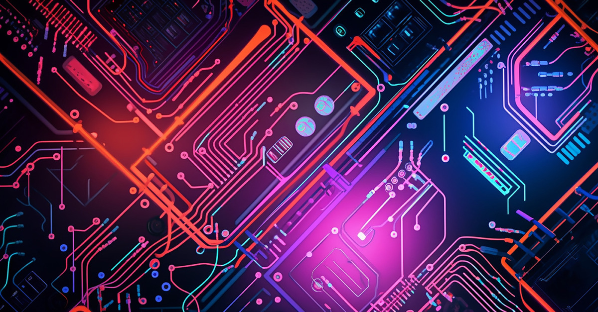 Circuit board with neon light_neon tech board_neon circuit board