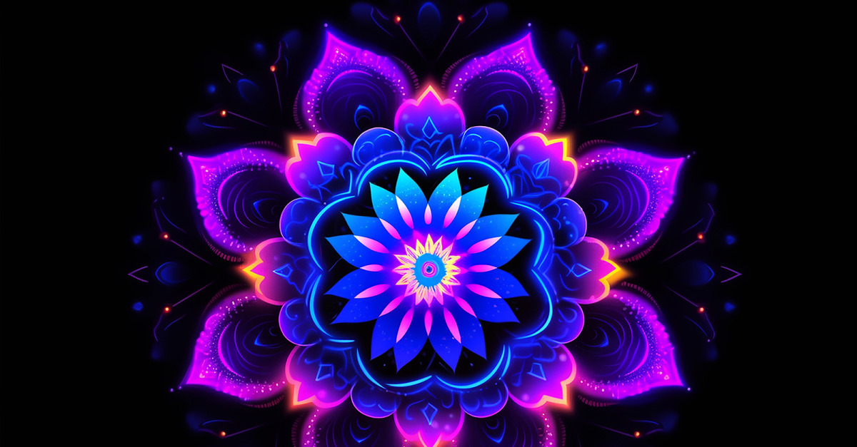 Flor com neon light_neon flower_neon flor mandala_neon enfeite de flor