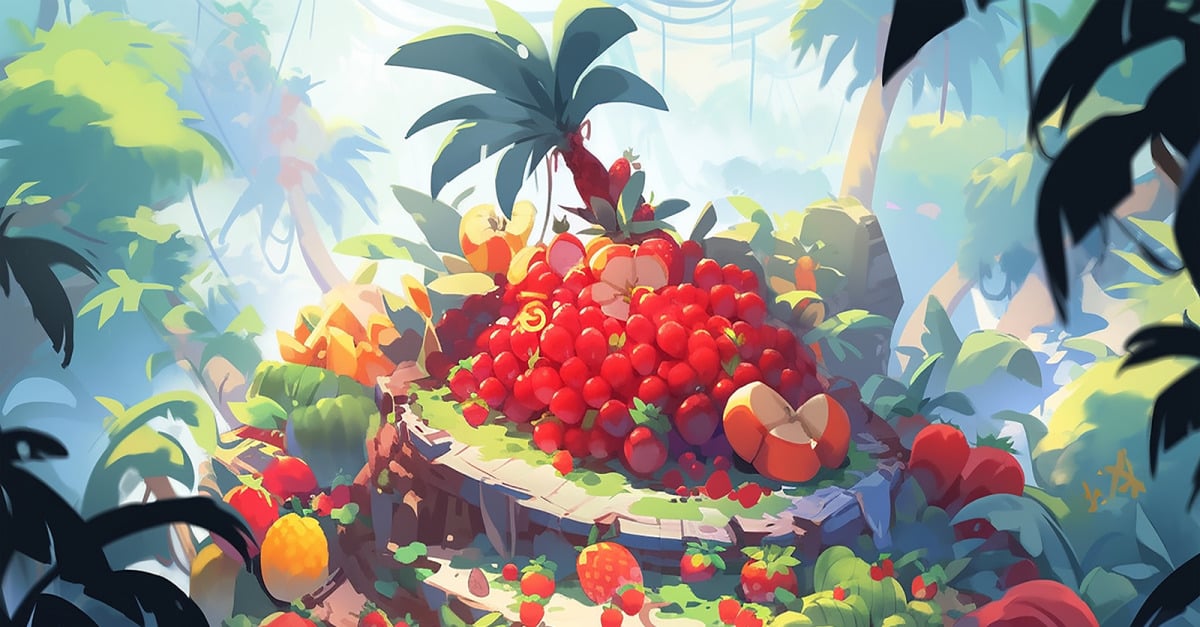 Fruits hill in the jungle_tropical fruits hill with sky_tropical fruits ...