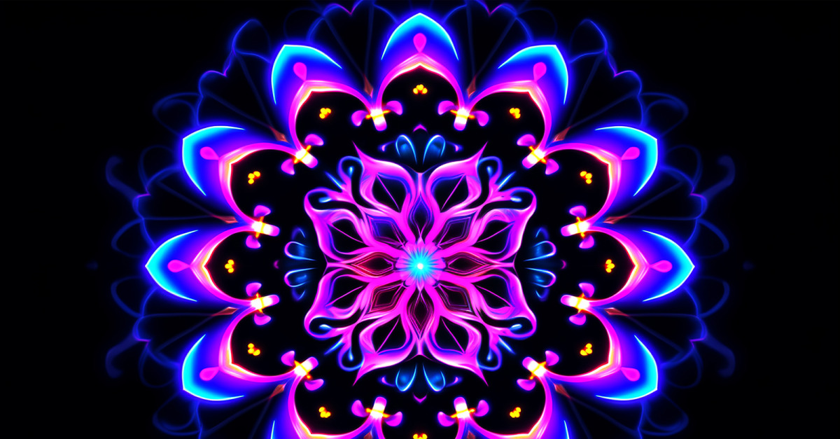 Neon action flower background_neon action ornament__neon action mandala