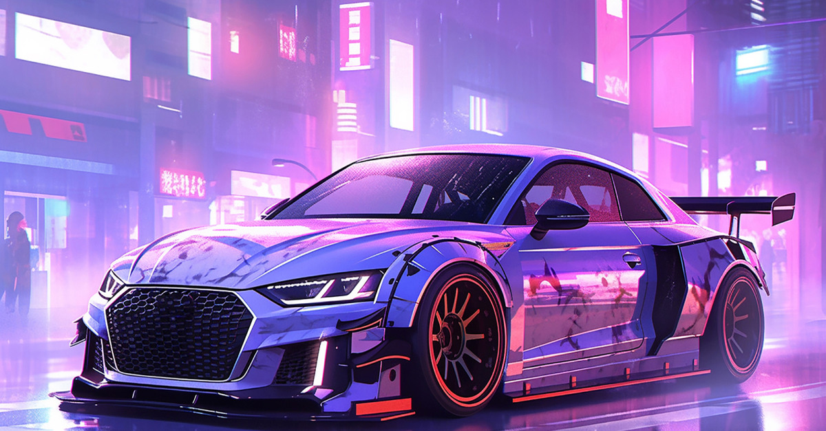 Neon car background_neon modern car_car on road_carn in the roard with ...