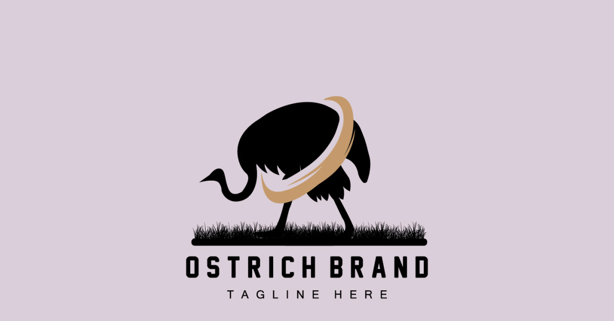Ostrich Logo Design Desert Animal Illustration V11