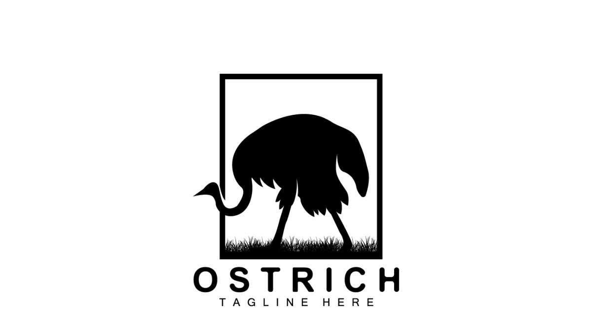 Ostrich Logo Design Desert Animal Illustration V15