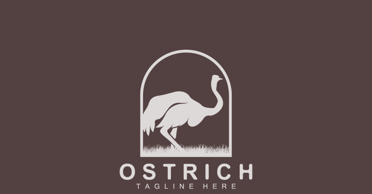 Ostrich Logo Design Desert Animal Illustration V18