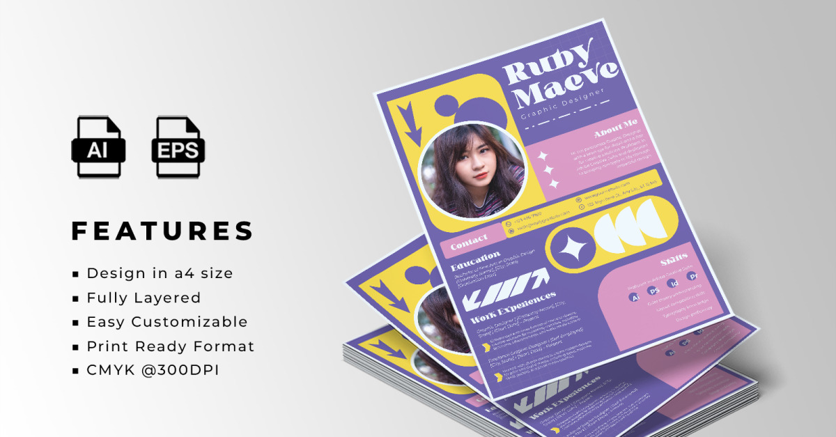 Özgeçmiş ve CV Şablon Tasarımı 029 #405037 - TemplateMonster