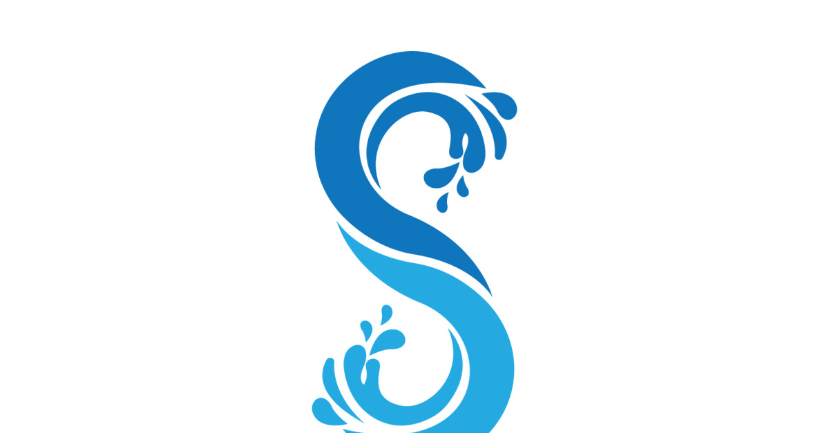 Letra S logo salpicadura agua azul versión vector