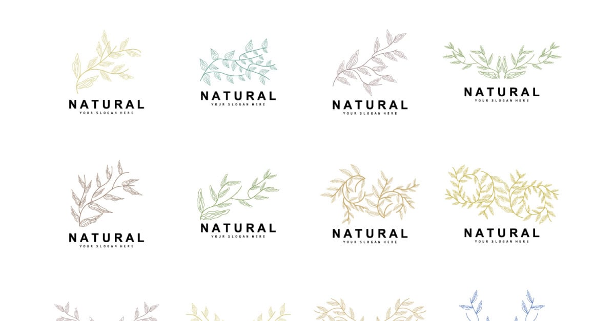 Simple Botanical Leaf and Flower Logo VectorV4