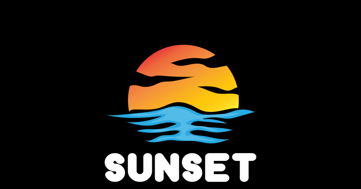 Sunset Logo Beach River Vector DesignV9 - TemplateMonster