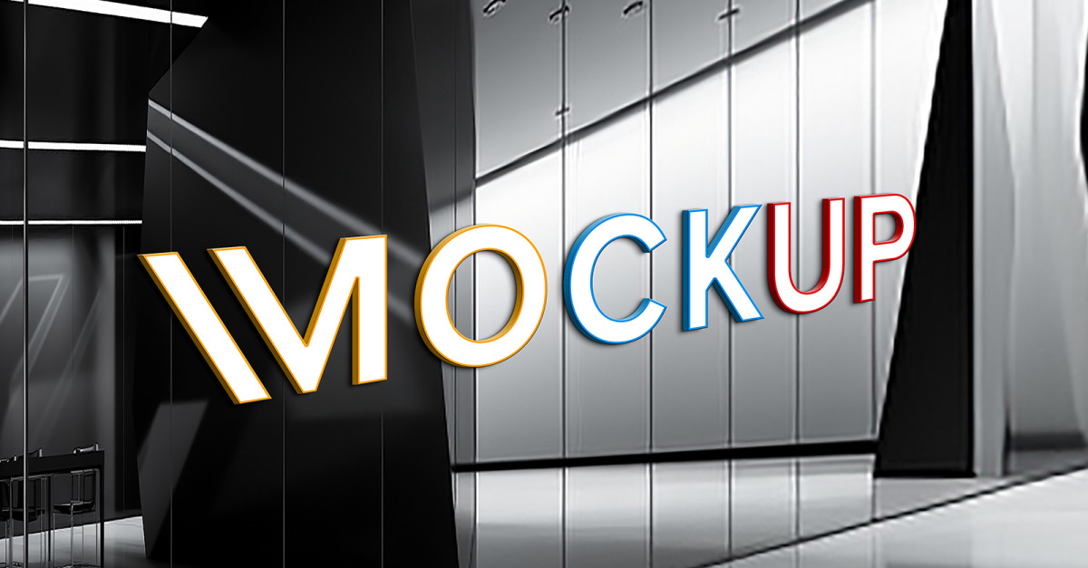 Glass wall logo mockup psd #405563 - TemplateMonster