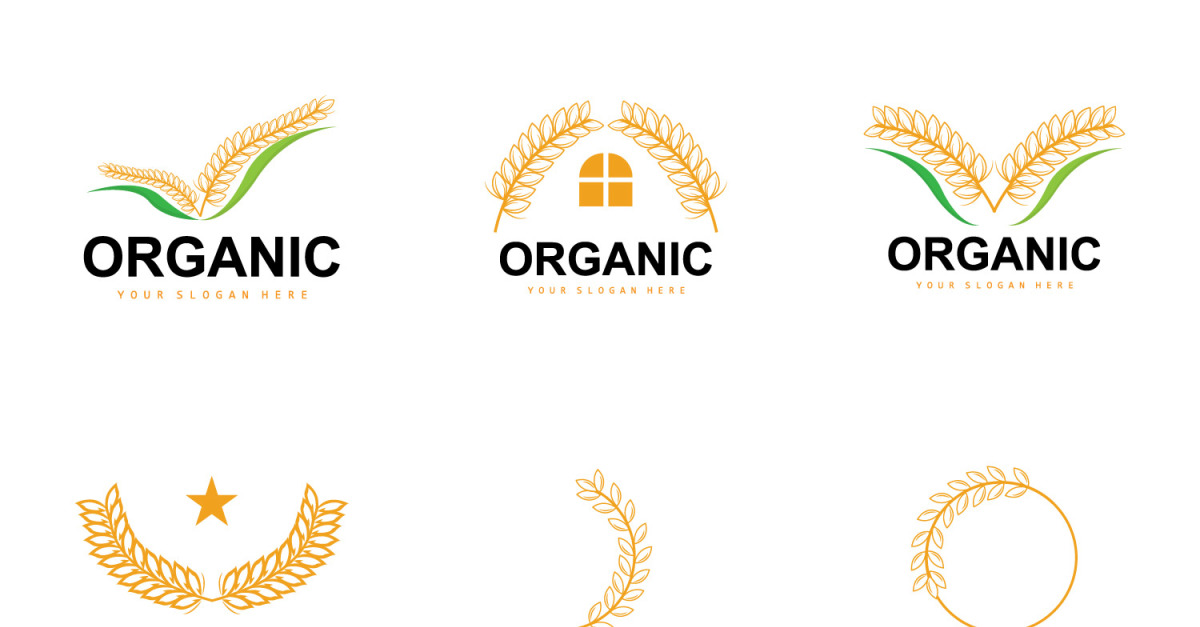 Blé Riz Logo Plante Biologique Agricole VectorV3