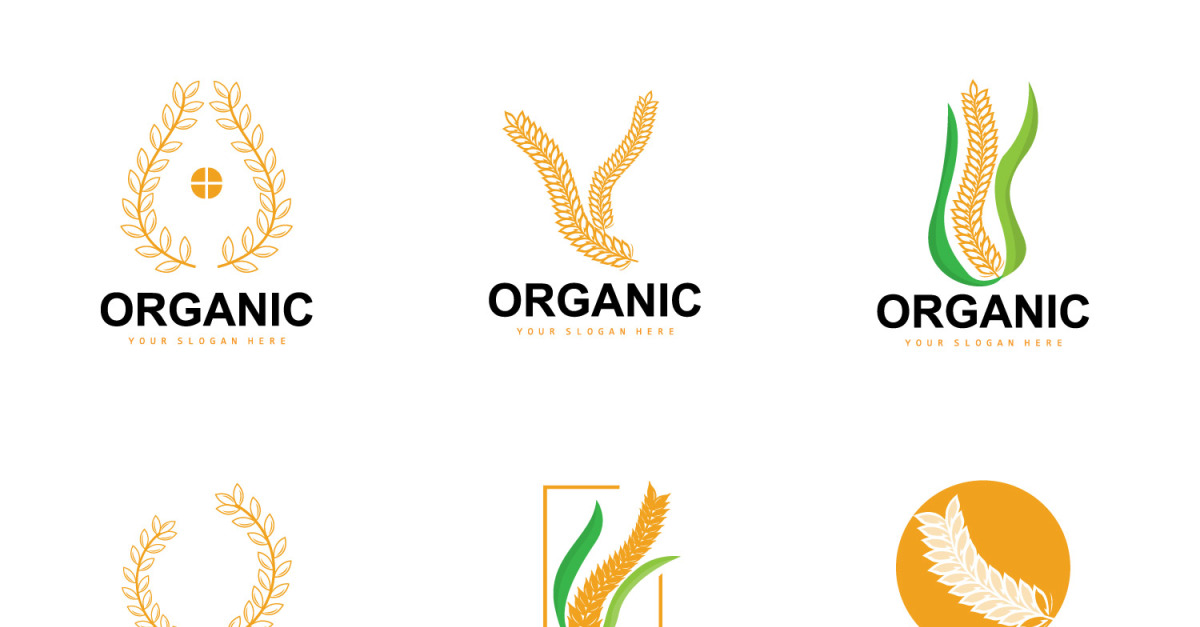 Blé Riz Logo Plante Biologique Agricole VectorV6