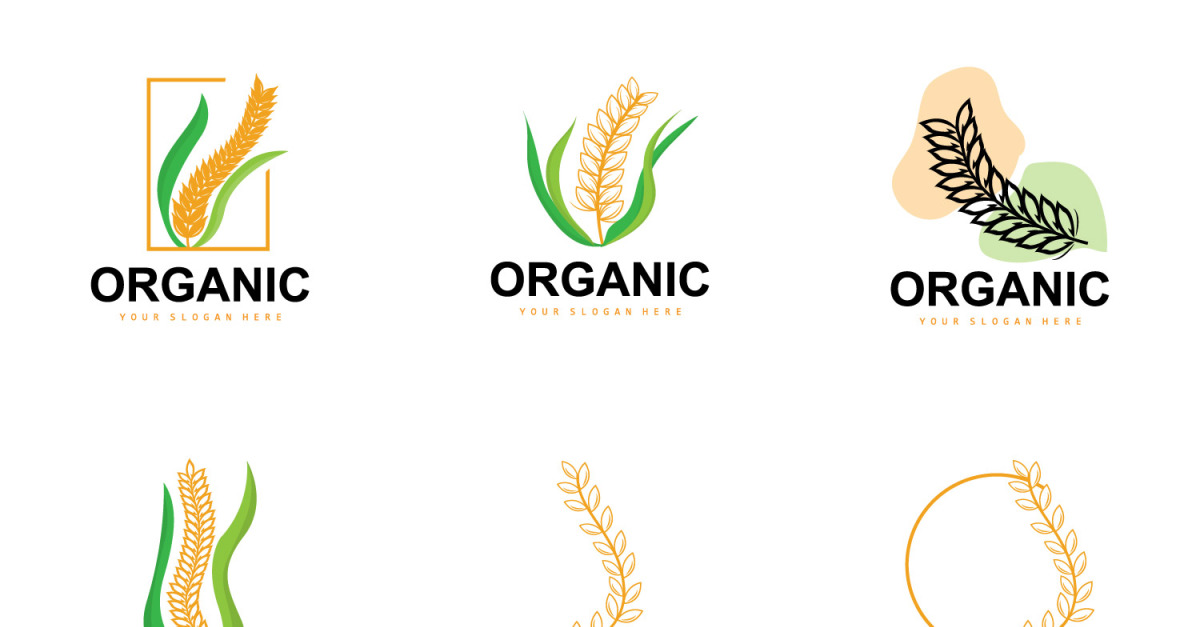 Blé Riz Logo Plante Biologique Agricole VectorV7