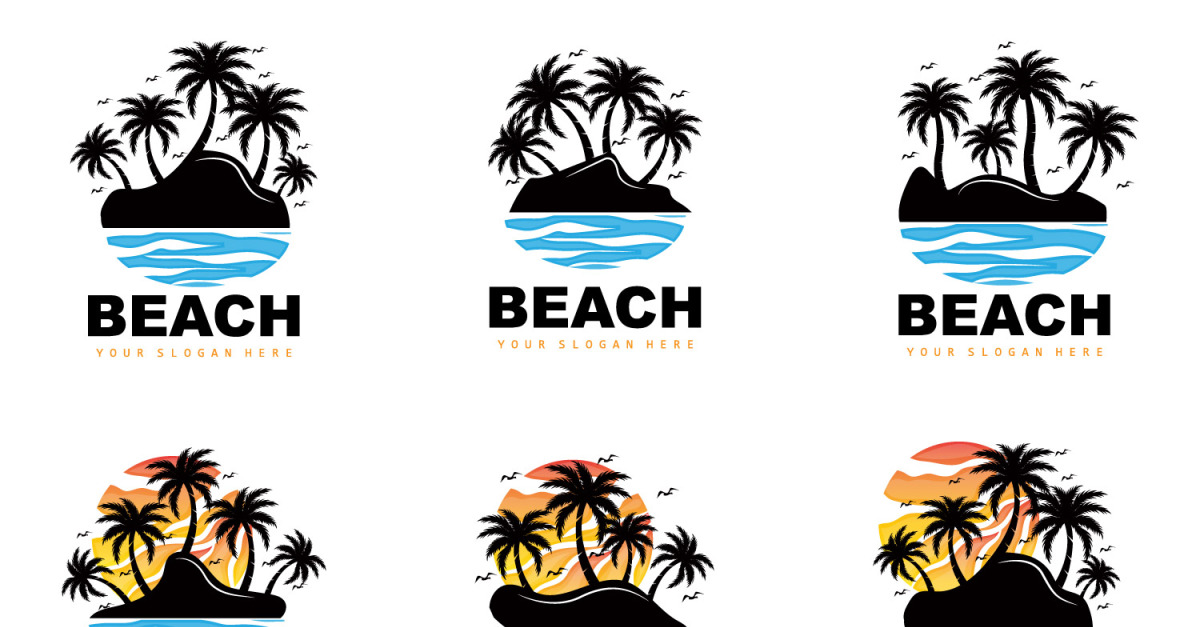 Palmier Logo Plage Vecteur Été DesignV2 - TemplateMonster