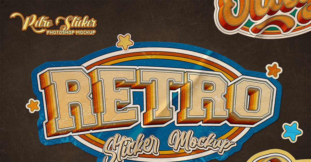Retro Sticker Photoshop Mockup #405842 - TemplateMonster