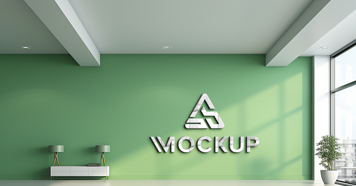 Wall logo mockup design realistic psd - TemplateMonster