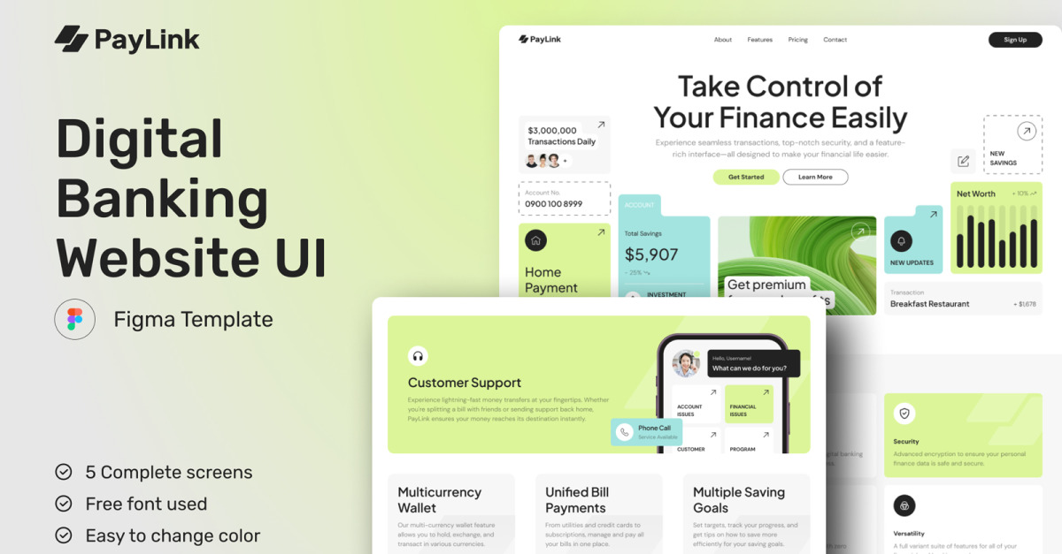 PayLink - Digital Banking Website UI - TemplateMonster