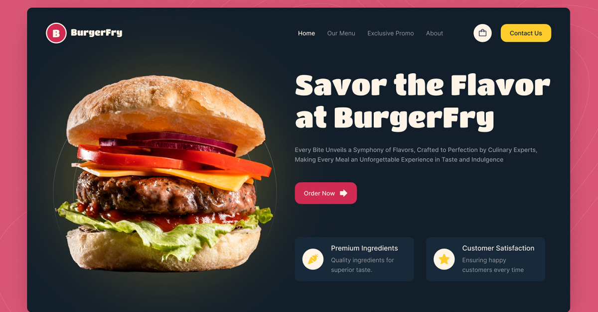 BurgerFry - Fast Food Hero Section Figma Template