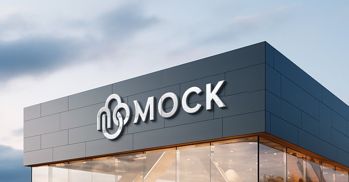 建筑物正面标志上的金属 3D 标志模型 #407110 - TemplateMonster