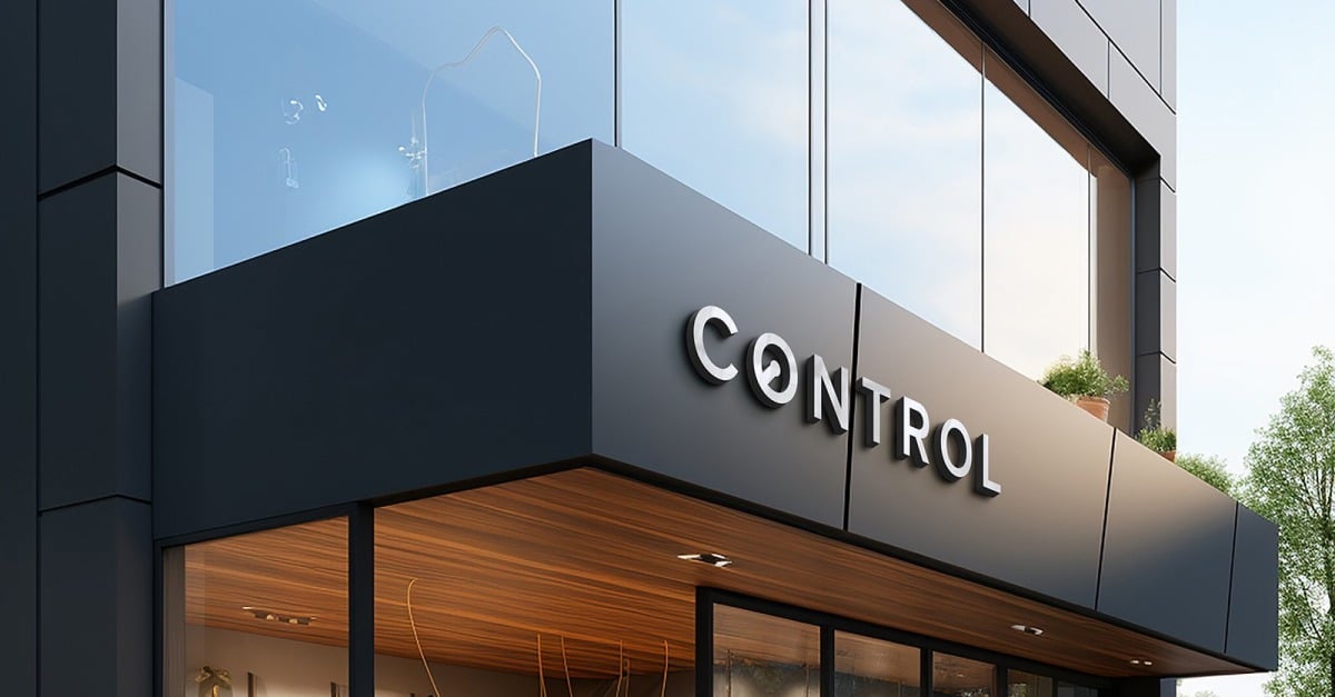 Modern facade sign front sign logo mockup - TemplateMonster