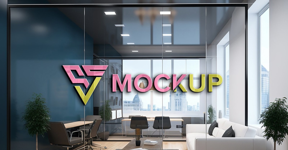 Glass wall 3d logo mockup psd #407643 - TemplateMonster