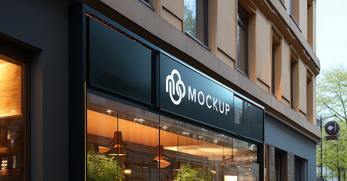 3d realistic store front sign 3d realistic logo mockup facade sign 3d ...