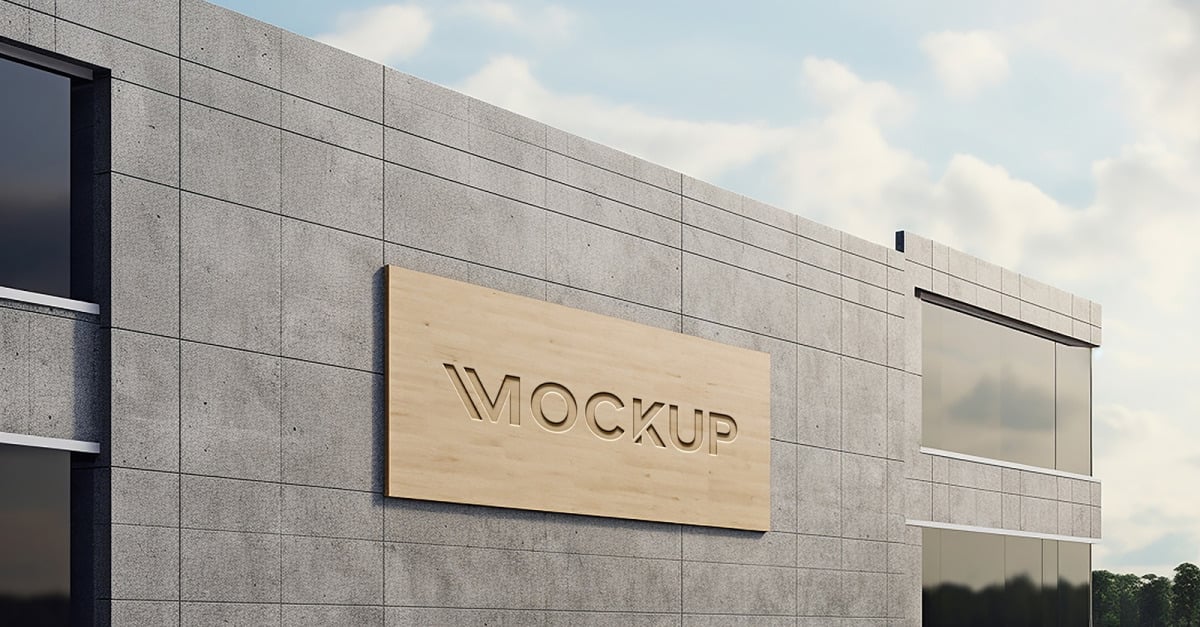 Luxury wall sign mockup psd with debossed effect realistic