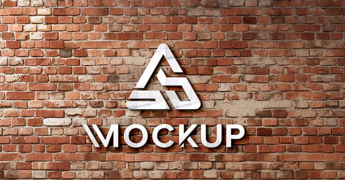 3d logo mockup on bricks wall indoor psd - TemplateMonster