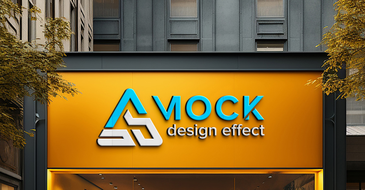 Realistic logo mockup building sign template