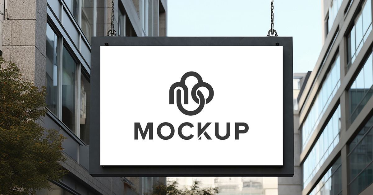 Blank signboard psd mockup #408539 - TemplateMonster