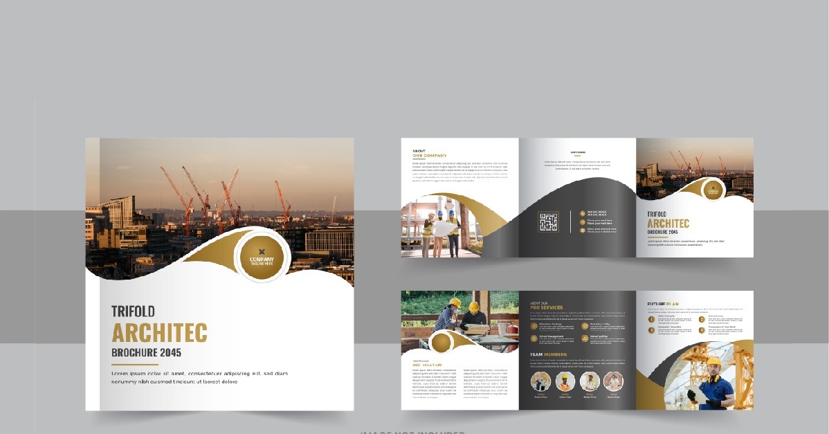 Folleto tríptico cuadrado de arquitectura o plantilla de folleto ...