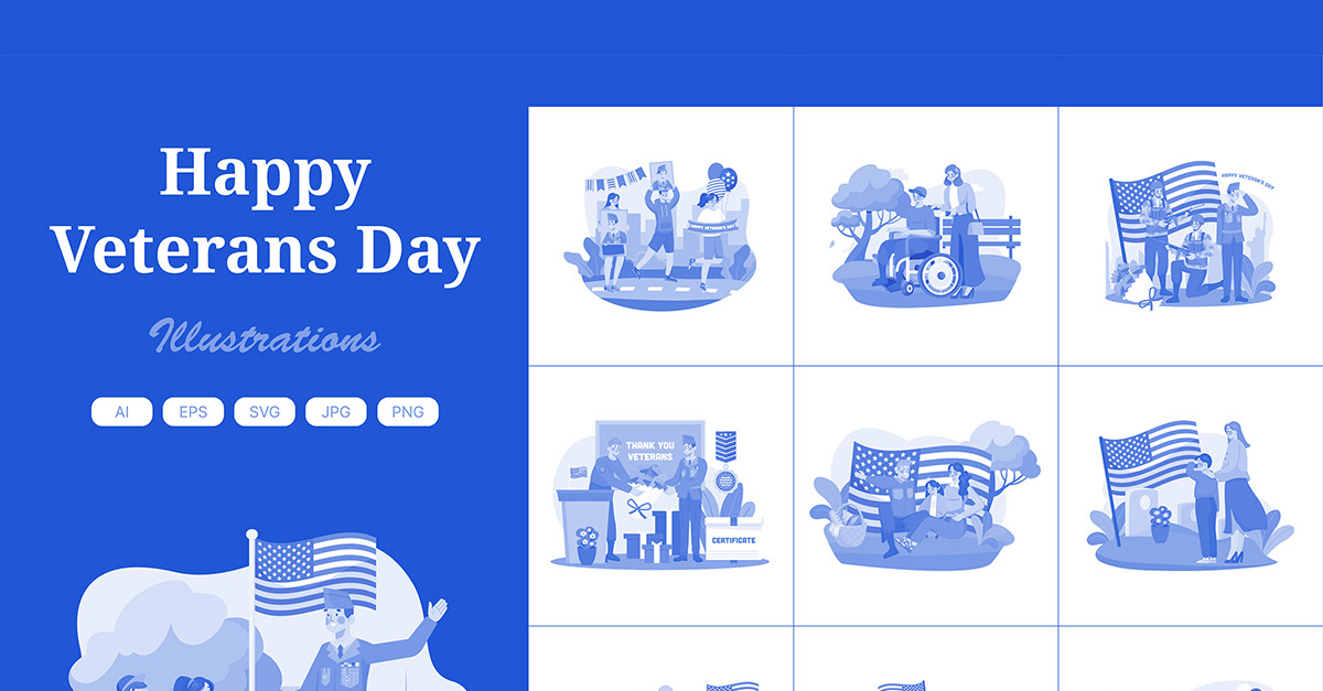 M665_ Happy Veterans Day Illustration Pack 1