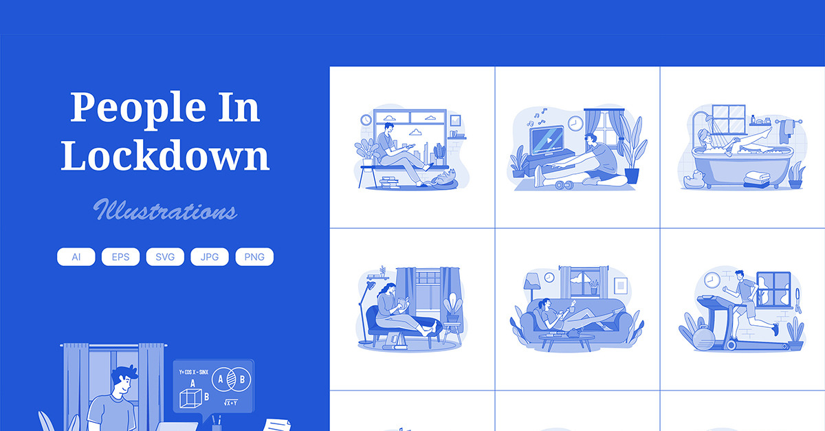 M658_ People In Lockdown Illustration Pack 1