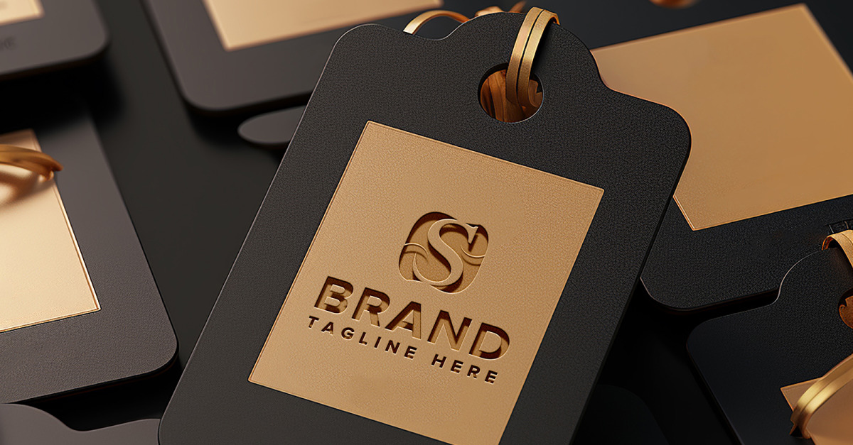 Brown tag logo mockup design psd #409046 - TemplateMonster