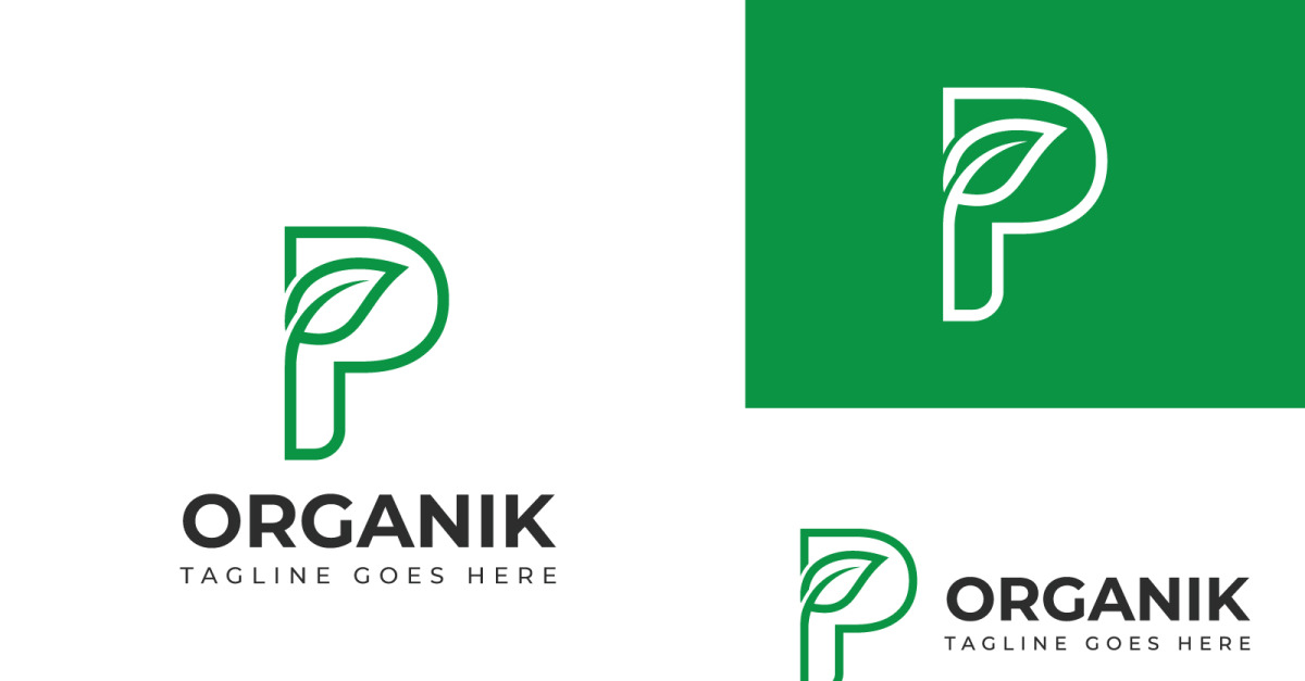 P Leaf Logo Design Template #409066 - TemplateMonster