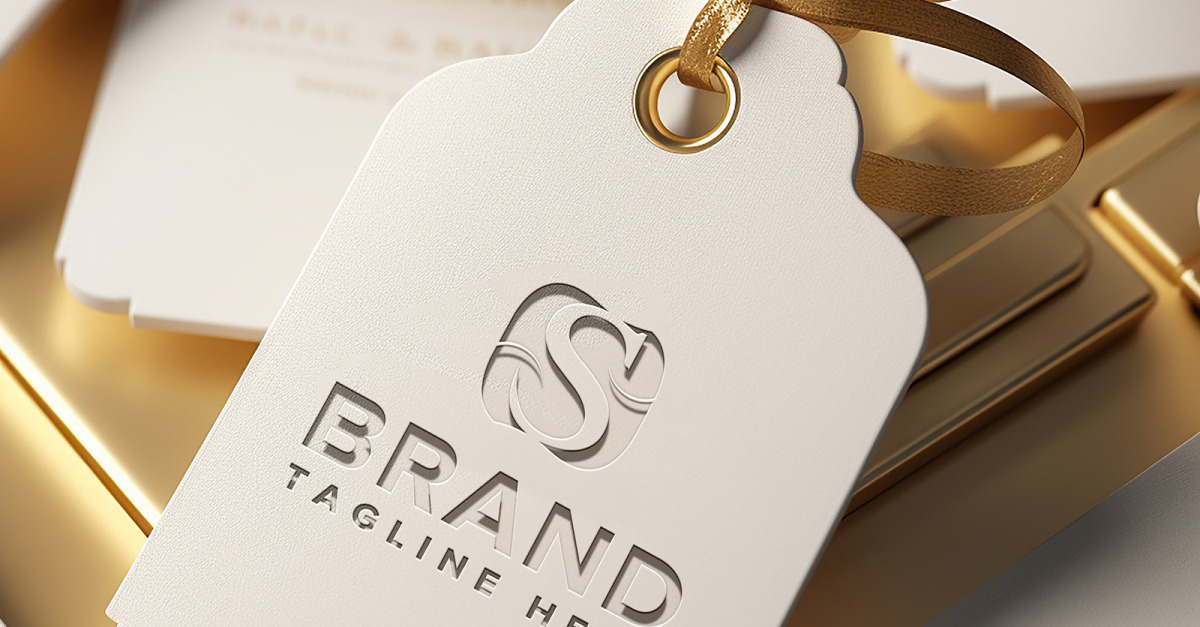 Perspective label or tag mockup design brand luxury psd