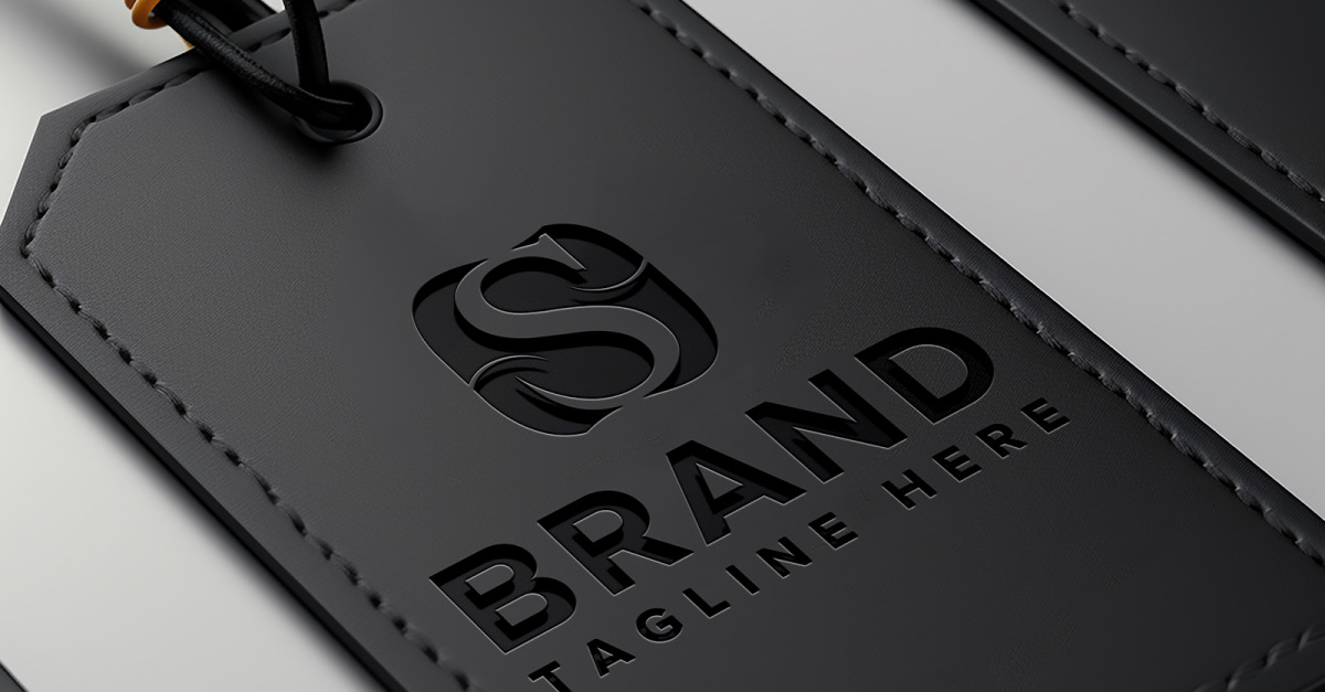 Price tag logo mockup design with debossed effect psd