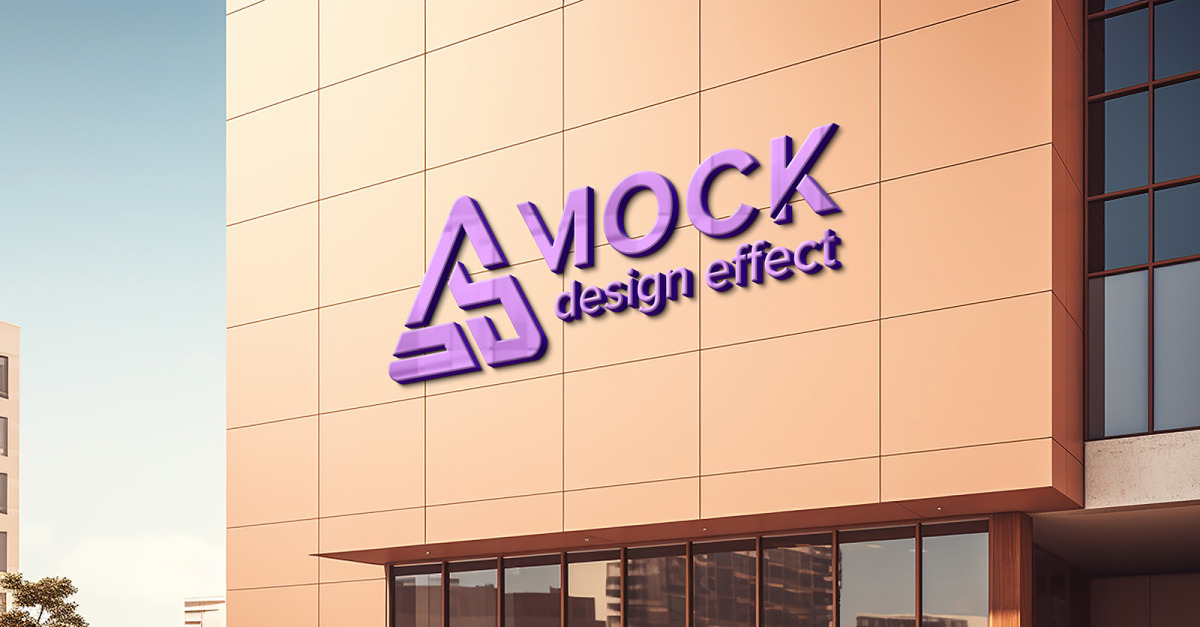 Realistic exterior building wall logo mockup psd