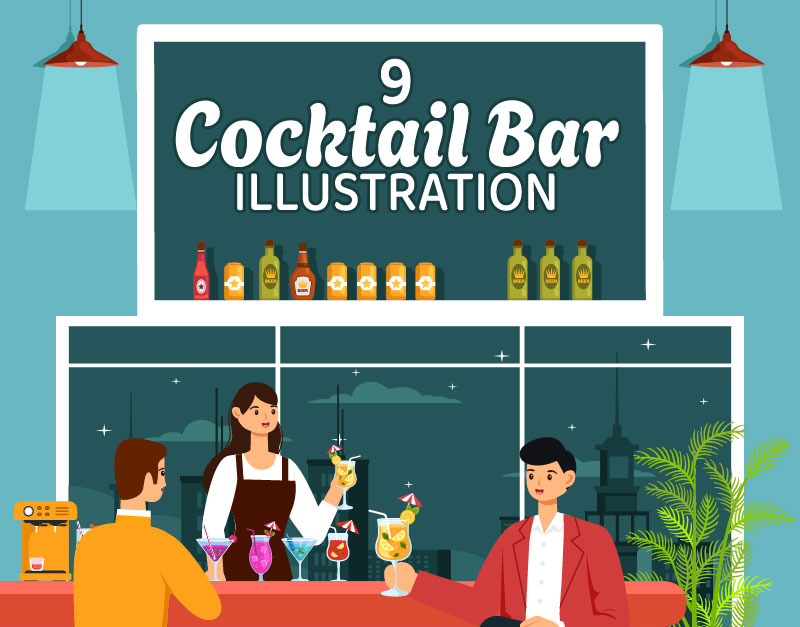 9 Cocktail Bar Illustration #409272 - TemplateMonster