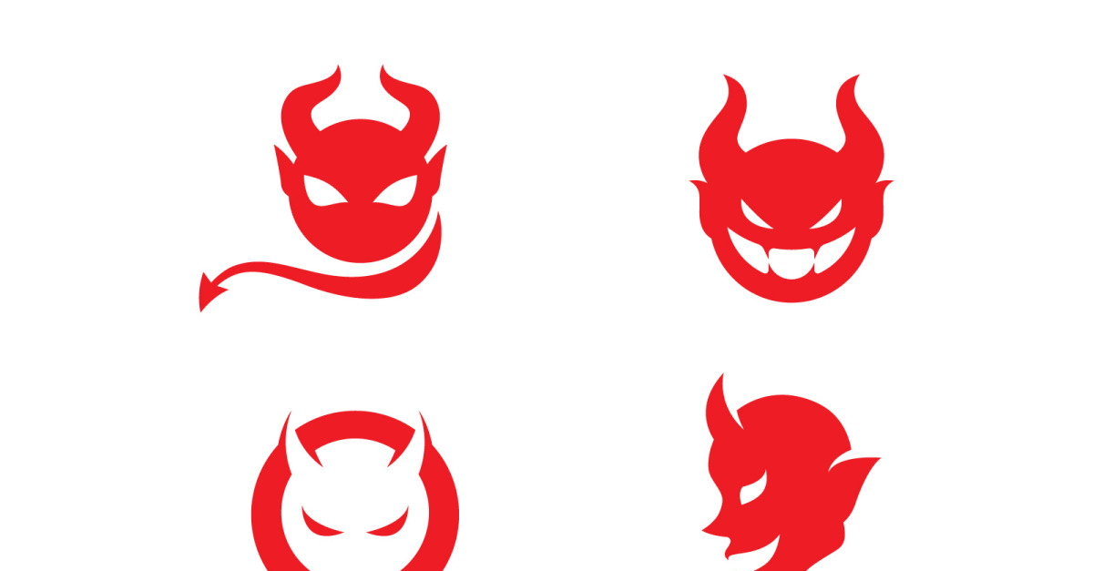 Modèle d'icône vectorielle du logo du diable rouge V9