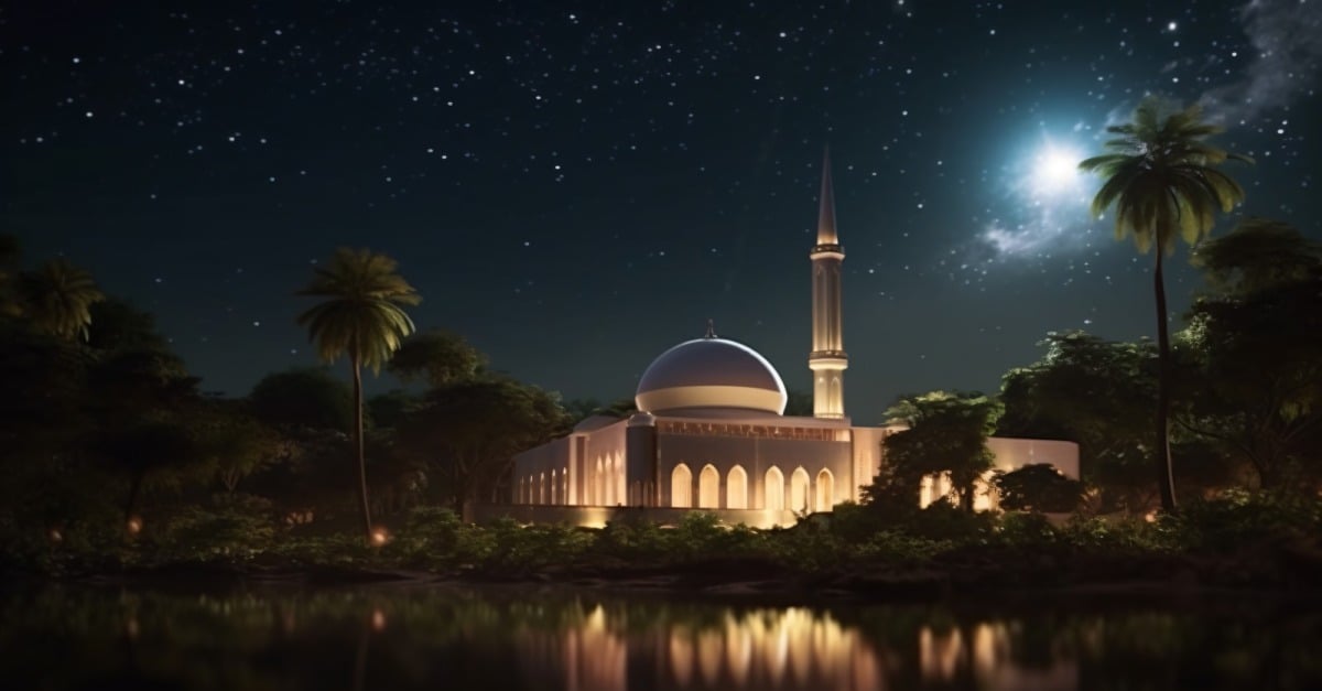 Eid ul adha design with Mosque and Palm Tree 01