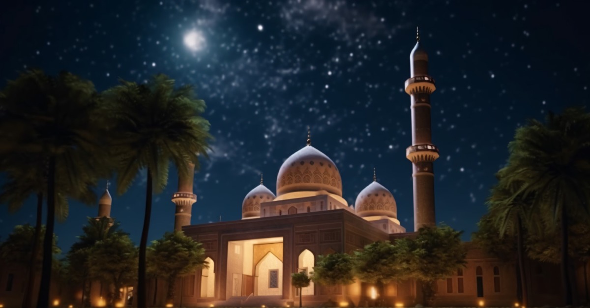 Eid ul adha design with Mosque and Palm Tree 03