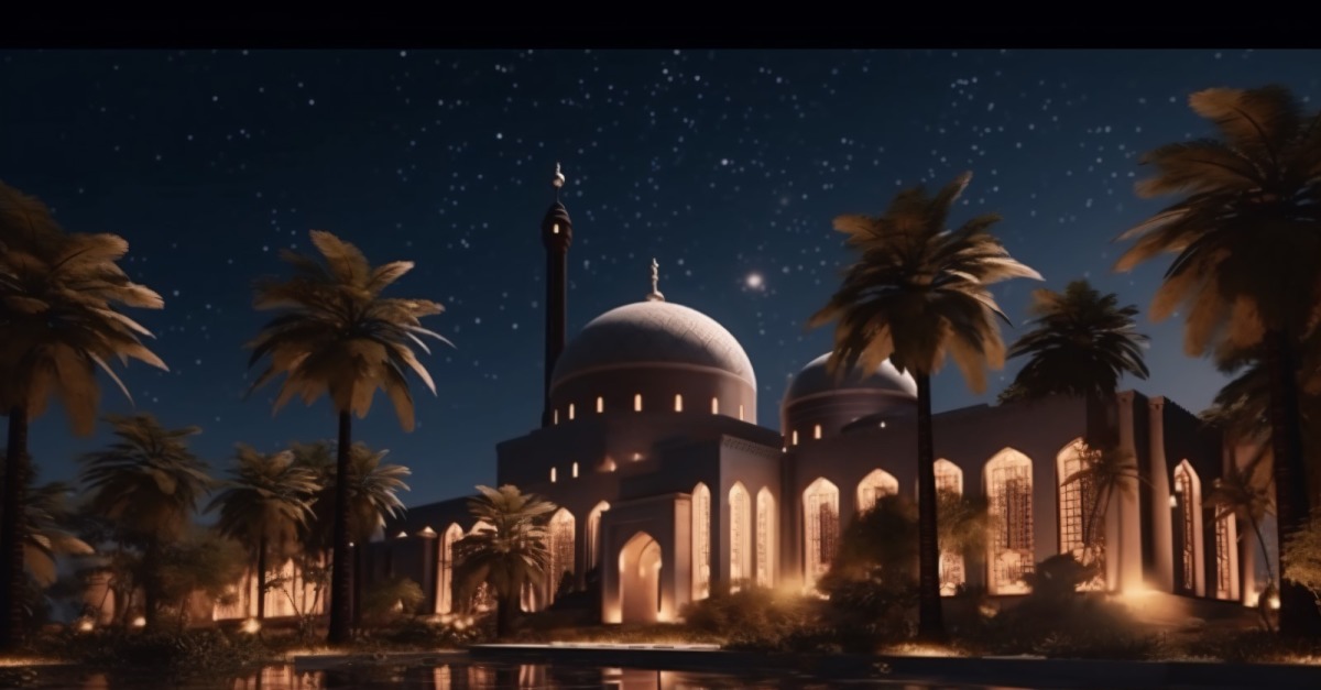 Eid ul adha design with Mosque and Palm Tree 04