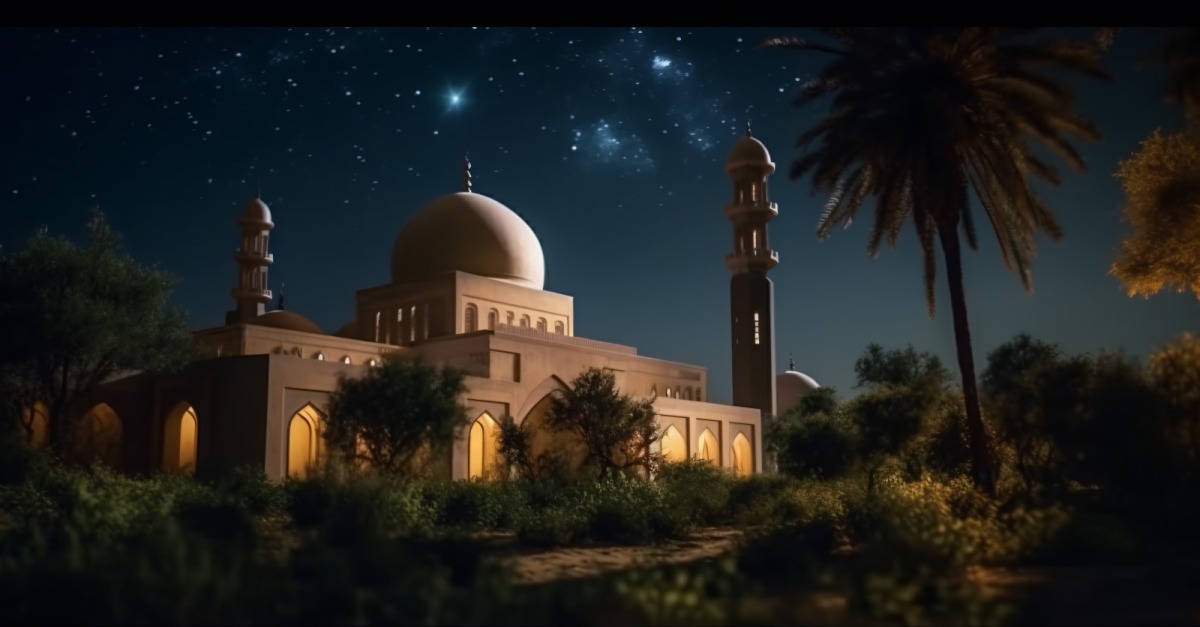 Eid ul adha design with Mosque and Palm Tree 05